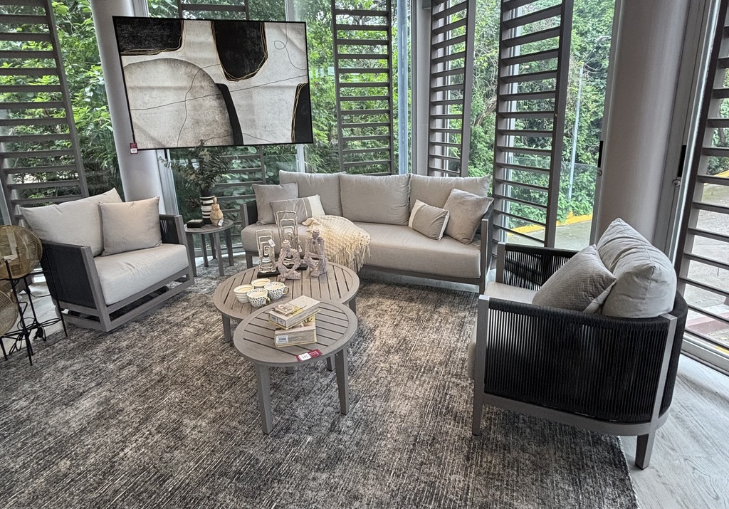 SET SOFA TRIPLE MAUI GRIS 1 SOFA INDIVIDUAL 1 GIRATORIO 2 MESAS CENTRO ...